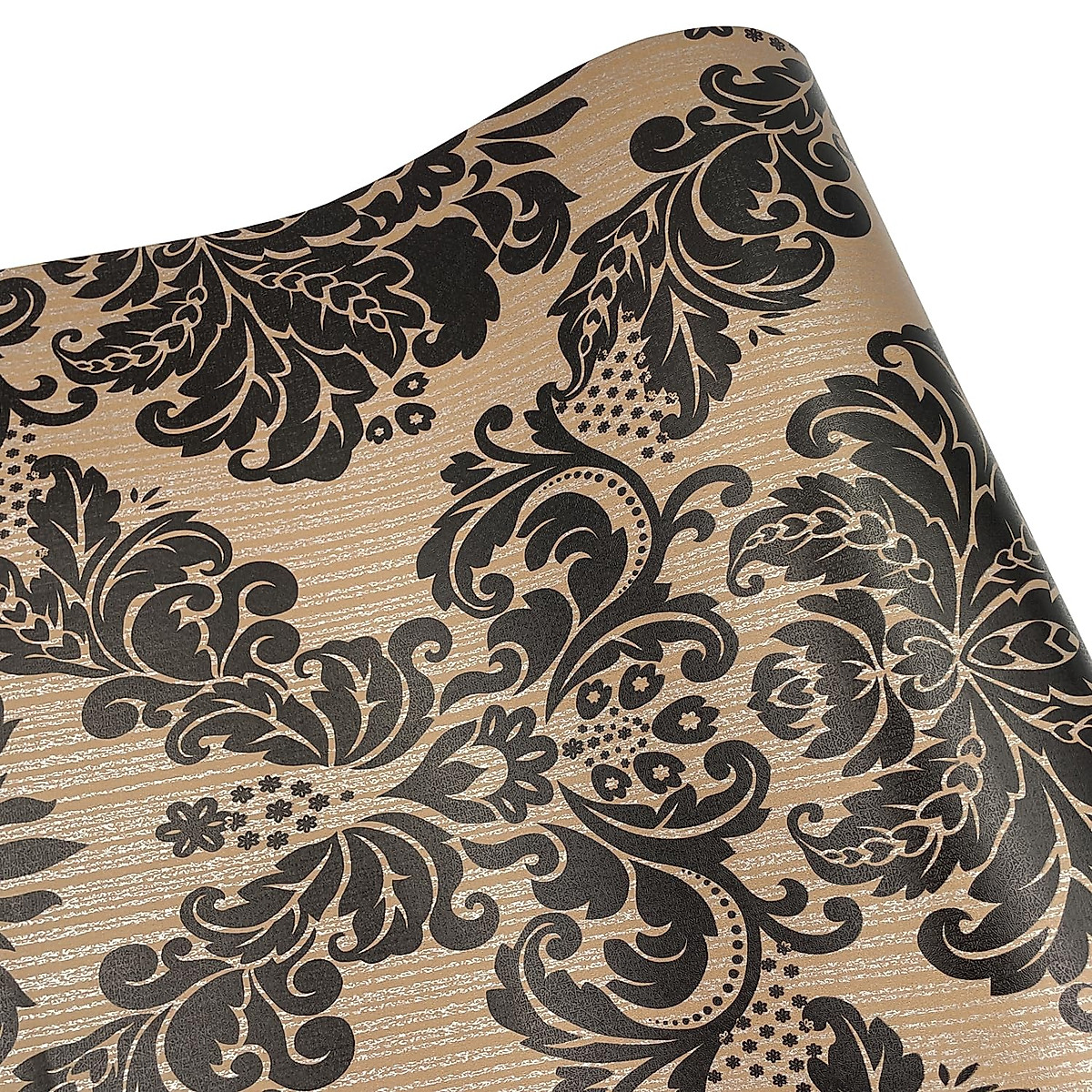 Yifely SimpleLife4U Black Damask Self-Adhesive Shelf Drawer Liner PVC Tabletop Protect Paper 45x300cm