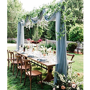 Baby Blue 5 Yards Chiffon Fabric Continuous Sheer Drapery for Rustic Wedding Party Arch Backdrop