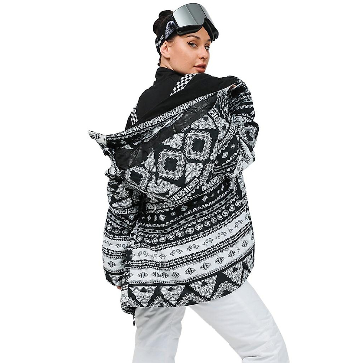 RIUIYELE Women's Ski Suit Windproof Waterproof Snowboard Colorful Printed Ski Jacket and Pants Set (Style8, M)