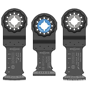 BOSCH OSL003VP 3-Piece 1-1/4 In. Starlock Oscillating Multi Tool Assorted Set Plunge Cut Blades for Mixed Applications in Metal, Wood, and Other General Purpose Materials