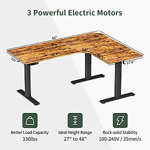 FEZIBO Triple Motor L-Shaped Standing Desk and Anti Fatigue Balance Board(Medium) for Standing Desk Bundle