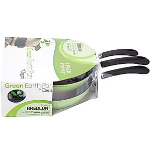 Ozeri Frying Pan 3-Piece Set (8", 10", 12") – 100% PTFE PFC, APEO, GenX, NMP and NEP-Free German-Made Coating, Green