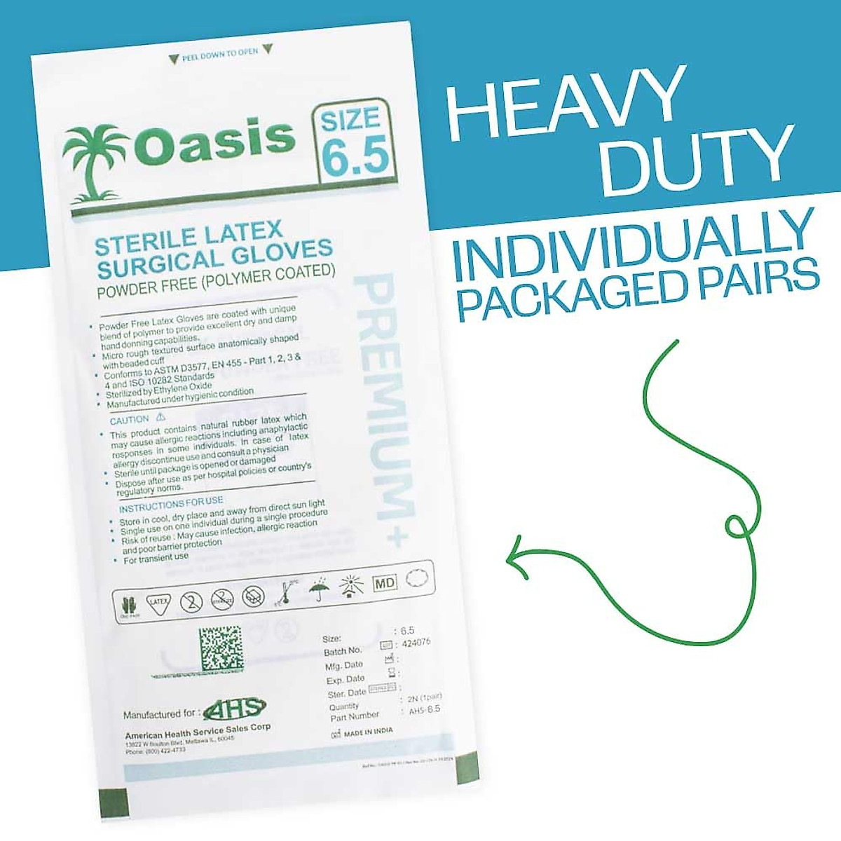 Generic Powder Free Latex Surgical Gloves, Size 6.5, 50 Pairs/Box