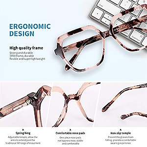 REECKEY Blue Light Glasses for Women, Computer Glasses Women Blue Light Blocking, Oversized Blue Light Filter Glasses, Gaming Glasses, Anti Blue Light Glasses, Square Eye Glasses (Pattern)