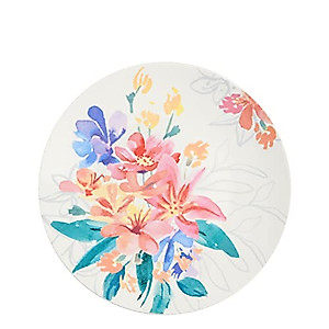 Spice by Tia Mowry Goji Blossom Decorated Porcelain Dinnerware Set, Pink, 12-Piece