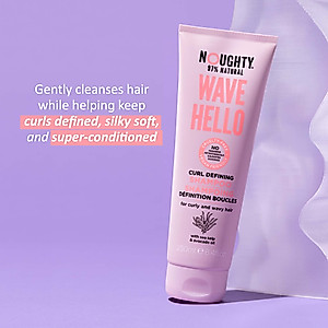 Noughty Wave Hello Curl Defining Shampoo - 97% Natural, Vitamin-Rich Formula for Curly and Wavy Hair, Sulphate-Free Vegan Haircare, 250ml