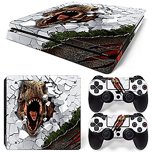 ZOOMHITSKINS Compatible with PS4 Slim Skin, Animals Fossil T-Rex Dinosaur Prehistoric, Durable & Fit, 3M Vinyl, Made in The USA