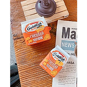 Funny Case Compatible with Apple AirPods Pro Anime Cool Kawaii Food Cover Silicone Shell Anti-Fall Cases for AirPods Pro 2019 with The Carabiner for Men Women (AirPods Pro, Goldfish Snacks)