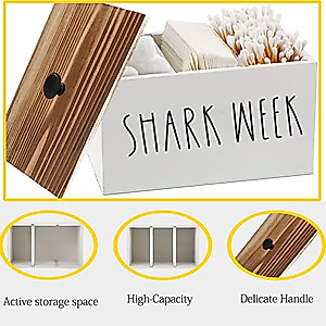 Tampon Holder for Bathroom,Farmhouse Bathroom Organizer,Rustic Wood Bathroom Storage Bin with Lid, Wood Movable Partition Feminine Product Organizer with Lid ,Bathroom Accessories Decor Box (Rustic)