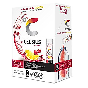 CELSIUS On-the-Go Powder Stick, Combo Pack of Dragonfruit Lime and Cranberry Lemon, 28 Piece Assortment