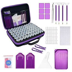 LIRUNQIU Diamond Painting Storage Containers, 60 Slots Diamond Art Accessories and Tools Kits Storage Box(Black)