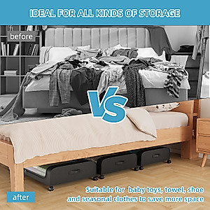 ROUTTOON Under Bed Storage, Under the Bed Storage Containers with Wheels, Under Bed Shoe Storage Organizer with Storage Bags, Rolling Underbed Storage Containers for Bedroom Clothes Shoes