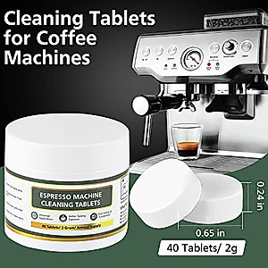 isinlive Espresso Cleaning Kit, Espresso Machine Cleaner Kit Includes 40 Espresso Machine Cleaning Tablets (2g)+ 6 Charcoal Activated Water Filters Replacement for Breville Espresso Maker Models