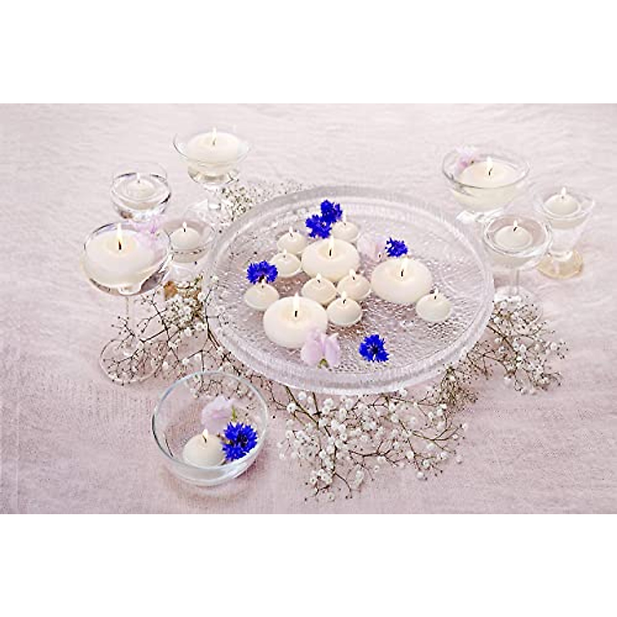 Bolsius Unscented 1.75" Floating Candles – Set of 40 White Floating Candles – Cute and Elegant Burning Candles – Candles with Nice and Smooth Flame – Party Accessories