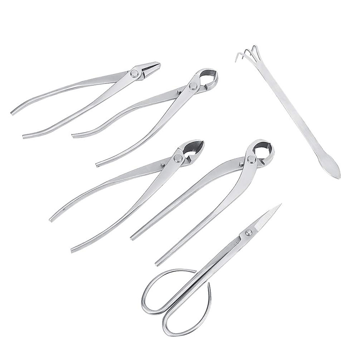 Bonsai Tool Set, 6 Pieces Bonsai Bonsai Tree Tool Kit Stainless Steel with Storage Bag Starter Trimming Care Kit Garden Cutting Tools for Loosen Soil Cutting Leaves