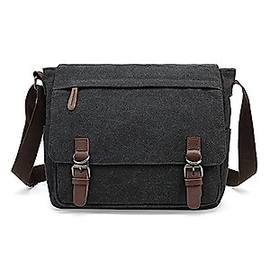 Sechunk Canvas Leather Messenger Bag Shoulder bag Cross body bag Crossbody 13 Inch Laptop Bag