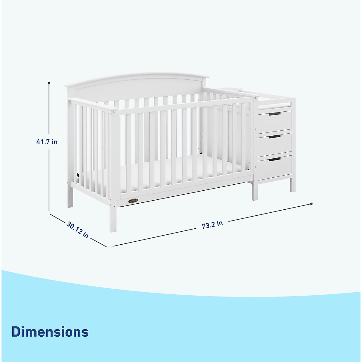 Graco Benton 5-in-1 Convertible Crib and Changer (White) – Crib and Changing -Table Combo, Includes Water-Resistant Changing Pad, 3 Drawers, Converts to Toddler Bed, Daybed and Full-Size Bed