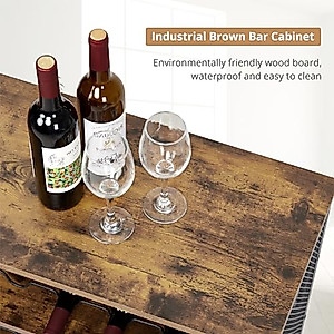 GAOMON Wine Bar Cabinet, FreeStanding Wine Rack Table, Liquor Cabinet with Glass Holder, Floor Bar Cabinet for Liquor and Glasses for Home Kitchen Dining Room