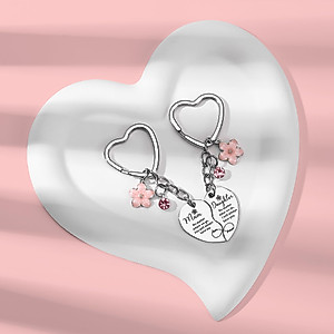 Eaprala 2Pcs Mother Daughter Heart Matching Keyring Keychain Set Gifts For Mom Mothers Day Gifts from Daughter.Stainless Steel Silver
