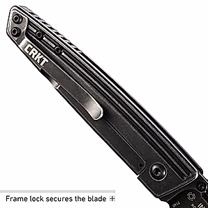 CRKT Inara EDC Folding Pocket Knife: Low Profile Gentleman's Knife, Everyday Carry Pocket Knife with Liner Lock, Black Stonewash Finish, G10 Handle, Pocket Clip 7140