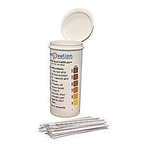 Peracetic Acid Test Strips, Extra High-Level, 0-3000 ppm [Vial of 50 Strips]