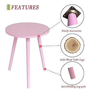 AWASEN Round Side Table, Small Accent Table Nightstand Modern End Table for Kids Room Living Room Bedroom Office Small Spaces, 16''D x 19.5''H (Pink)