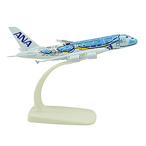 TANG DYNASTY(TM) 1:500 15cm A380 ANA Sea Turtle Metal Airplane Model Plane Toy Plane Model (Blue)