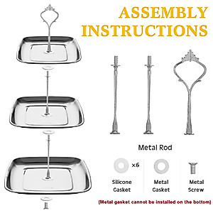 Gerrii 2 Pcs Metal 3 Tiered Cupcake Stand Cake Stand Pastry Stand 3 Tiered Stainless Steel Cup Cake Dessert Stand Serving Tray for Wedding Birthday Party (Silver)