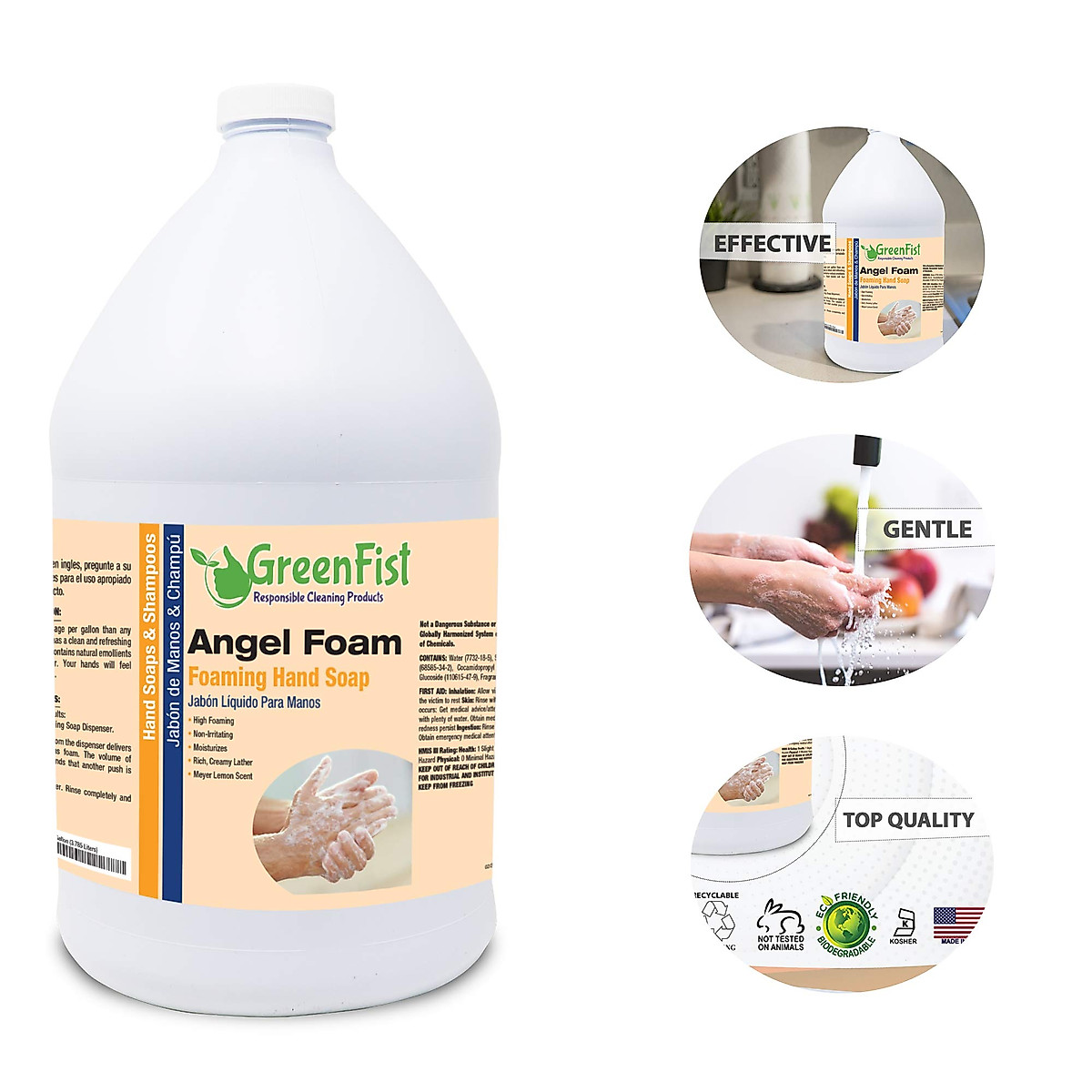 GreenFist Foaming Hand Soap Refills [ Foam Refill ] Gentle-Hand Wash Lemon Scent, 128 ounce (1 Gallon)