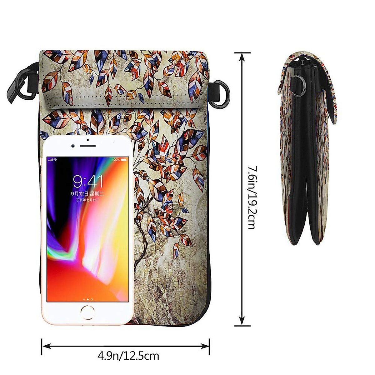 Beabes Tree Crossbody Cell Phone Purse Abstraction Art Artistic Autumn Travel Nature Colorful SunlightWallet Handbag