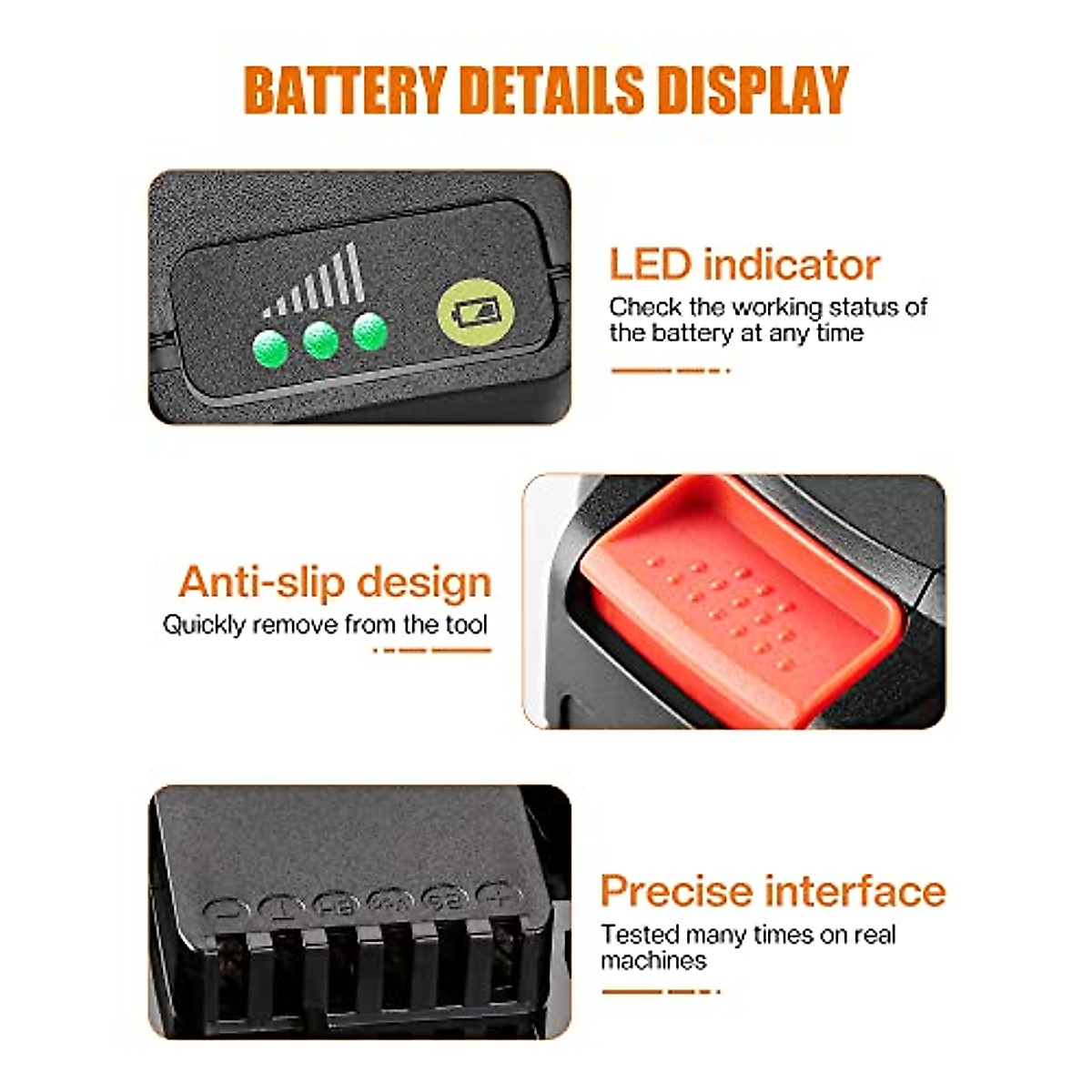 Powilling 2Pack Replacement Battery for Worx 20 Volt Battery Lithium 3.5Ah WA3520 WA3525 WG151s, WG155s, WG251s, WG255s, WG540s, WG545s, WG890, WG891