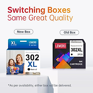 LEMERO Remanufactured Ink Cartridge Replacement for Epson 302 302XL 302 XL to use with Expression Premium XP6100 XP-6100 XP6000 XP-6000 Printer ( Black, 2 Pack )