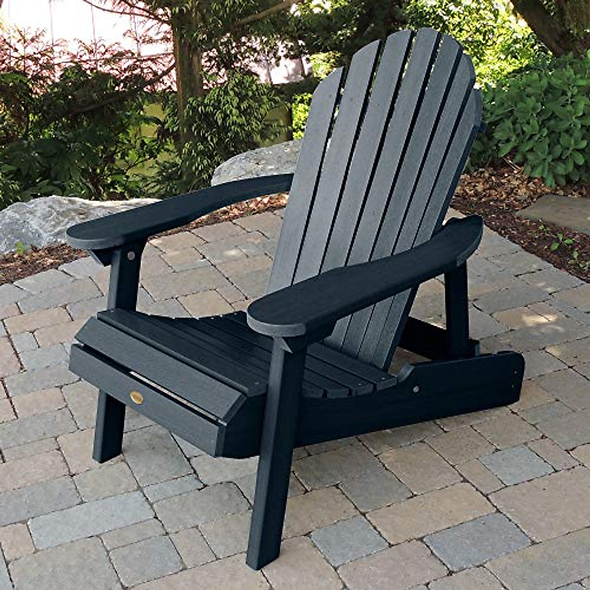highwood Hamilton Made in The USA Folding and Reclining Adirondack Chair, Adult Size, Federal Blue