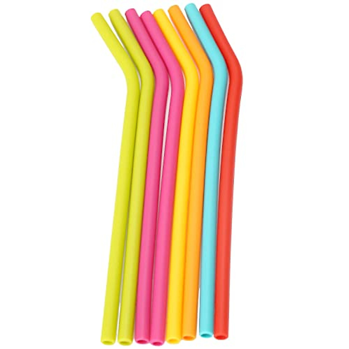 12 Pack Reusable Silicone Drinking Straws for 20 or 30oz Bottles- Flexible Straw with 2pc Cleaning Brushes BPA Free Multicolor (Diameter 7mm+10mm)