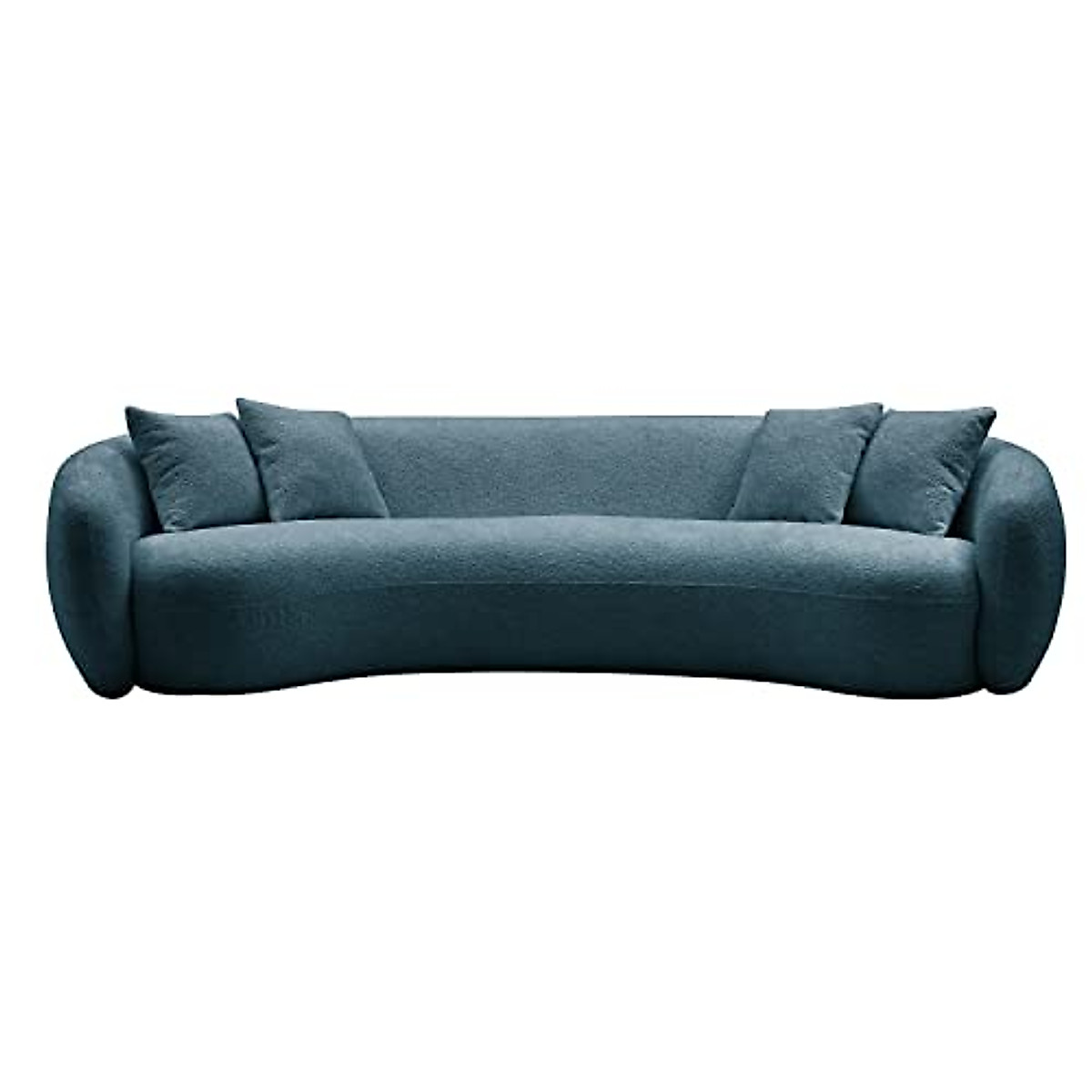 NordStorm 102.36" Curved Living Room Sofa Couch with 4 Throw Pillows, Uphostery Boucle Couch, 5 Seater Half-Moon Shape Mid-Century Modern Cream Cloud Couch for Bedroom Small Apartment, Blue