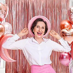 LOLStar 4Pack Valentine's Day Rose Gold Engagement Party Decoration 3.3X6.6ft Streamers,Rose Gold Retirement party Decorations also Perfect for Bachelorette Bridal Shower, 60th 70th Birthday Decor