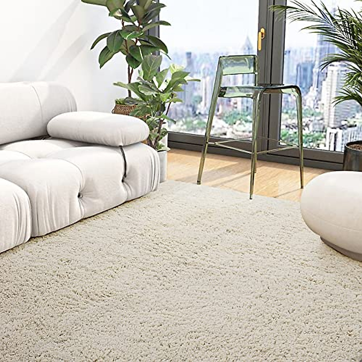 HOMBYS Shag Area Rug 8'x10' for Living Room Bedroom, Solid Plush Non-Shedding Rugs for Dining Room Entryway, Thick Soft Mordern Rectangular Carpet Home Decoration