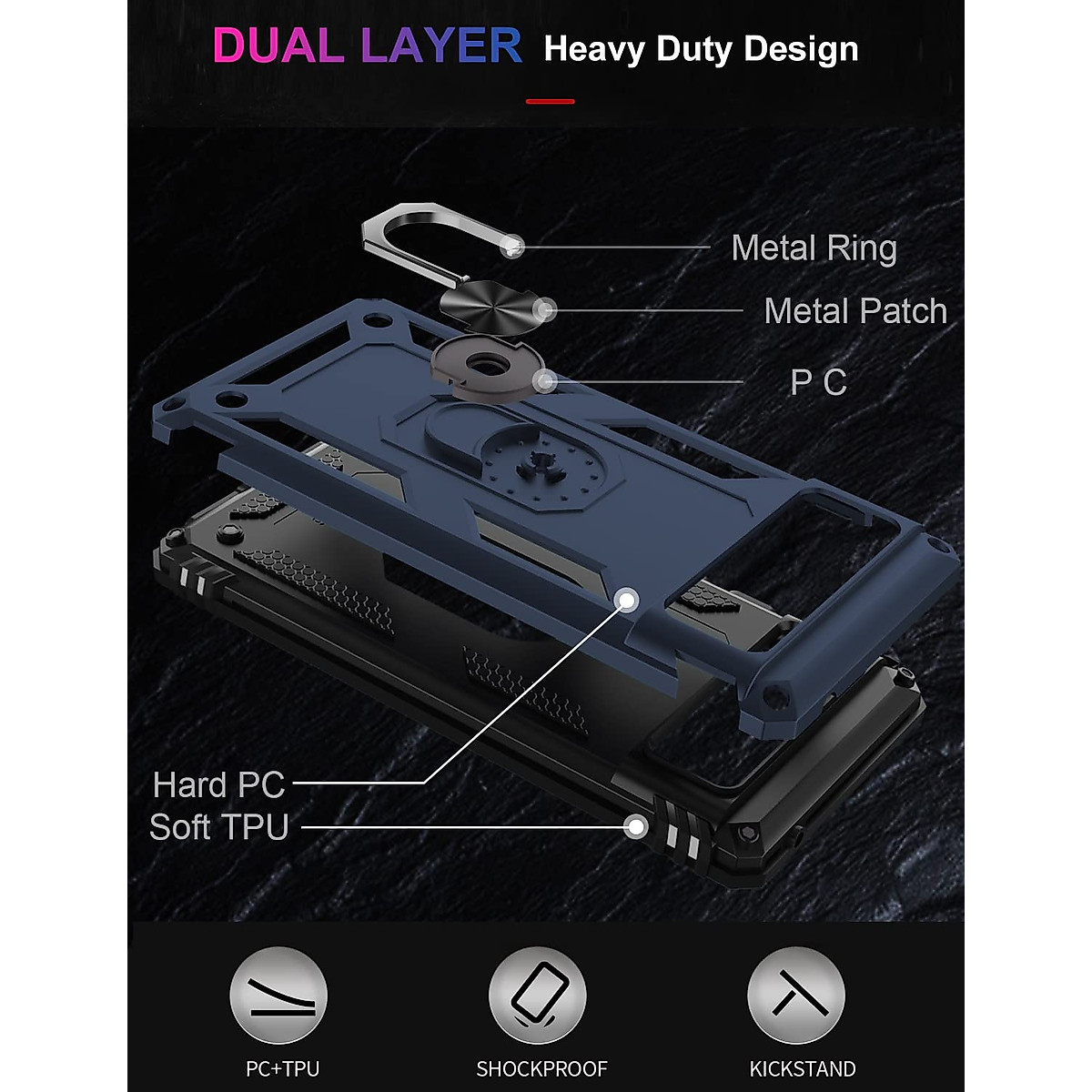 IKAZZ Suitable for Google Pixel 6 Case,Military Grade Shockproof Heavy Duty Protective Phone Cover Pass 16ft Drop Test with Magnetic Kickstand Car Mount Holder Blue