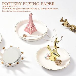 60 Sheets Round Microwave Kiln Papers Ceramic Fiber Paper, LASZOLA Oven Insulation Hot Melt Kiln Paper for DIY Glass Fusing Pottery Ceramic Fiber Insulation Blanket - 4.7 inch/ 12cm