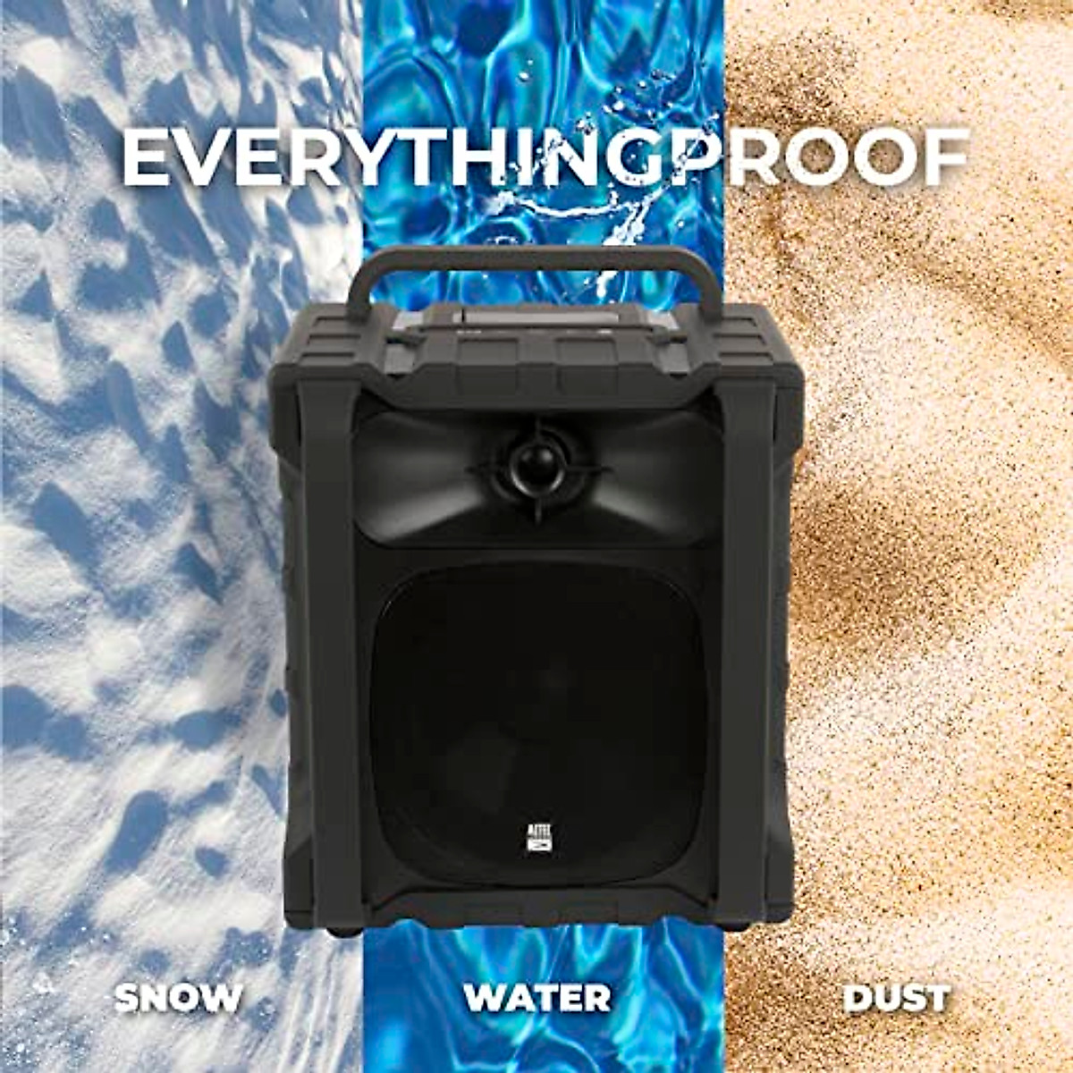 Altec Lansing Sonic Boom - Waterproof Bluetooth Speaker with Phone Charger, IP67 Outdoor Speaker, 3 USB Charging Ports, 50 Foot Range & 20 Hours Battery Life