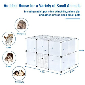 BRIAN & DANY 2-Tier Small Animals Playpen, Portable Pet Playpen Indoor with 2 Doors for Puppy, Hamsters, Guinea Pig, Rabbits - 28 Panels, 43.1" x 27.5" x 27.5"