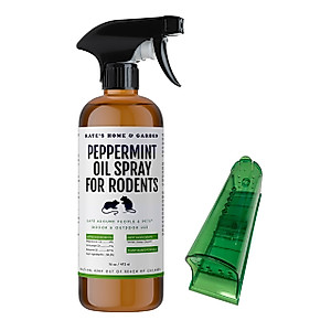 Kate's Home & Garden Peppermint Oil Spray for Rodents, Mice, Squirrels with Humane Trap. Rodent Repellent Indoor for Car Engines & Outdoor (16oz, Non Toxic)