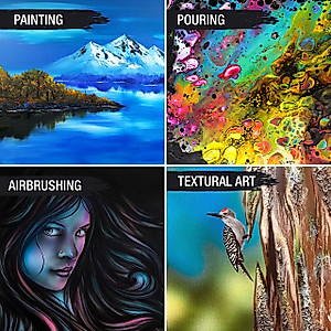 U.S. Art Supply Square Stretched Canvas for Painting 10x10 inch Gallery Depth 1-1/2" Thick, 5-Pack - 12oz Acrylic Gesso Triple Primed, Professional Artist Quality, 100% Cotton - Pouring, Oil Paint