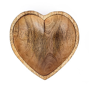 WitnyStore 8" Heart Shaped Bowl - Functional and Collectible Bowl - Handcrafted Wooden Bowl for Serving Candy Nuts Desserts Fruits or Accent Decor Gift for Any Occasion - 8" Brown