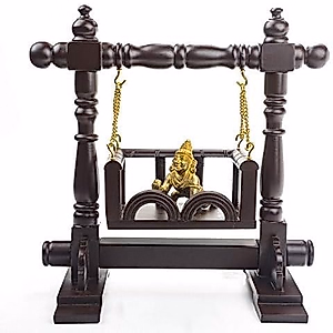 Handcrafted White Teakwood Jhoola/Jhula for Krishna Janmashtami/Bal Gopal/Ladoo Gopal/Kaanha/Hindola Celebrations,Pack of 1