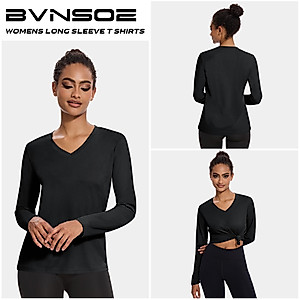 4-7 Pack Long Sleeve Shirts for Women,Moisture Wicking Shirts Long Sleeve Workout Tops for Women V Neck Hiking T-Shirts