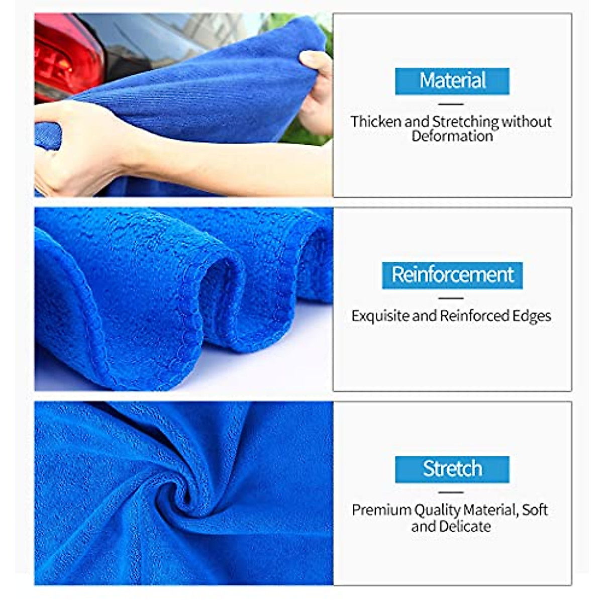 3/5/10 Pack Large Car Drying Towels, 24” x 60” Microfiber Car Wash Towels, Ultra Absorbent Microfiber Car Towels, Lint and Scratch Free Microfiber Towels, Thick Towers for Car, Truck, SUV (3 Pack)