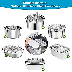 VinDox 16 Pack Replacement Filters for Cat Water Fountain Stainless Steel, 67oz/2L Adjustable Water Flow Pet Water Fountain, Super Quiet Dog Water Dispenser