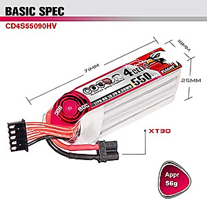 CODDAR 2 Packs 550mAh 4S 15.2V 90C HV LiPo Battery with XT30 Connector for RC Racing Drone FPV Quads Quadcoper Like Brushless Torrent 110 Beta FPV Beta 85X Whoop