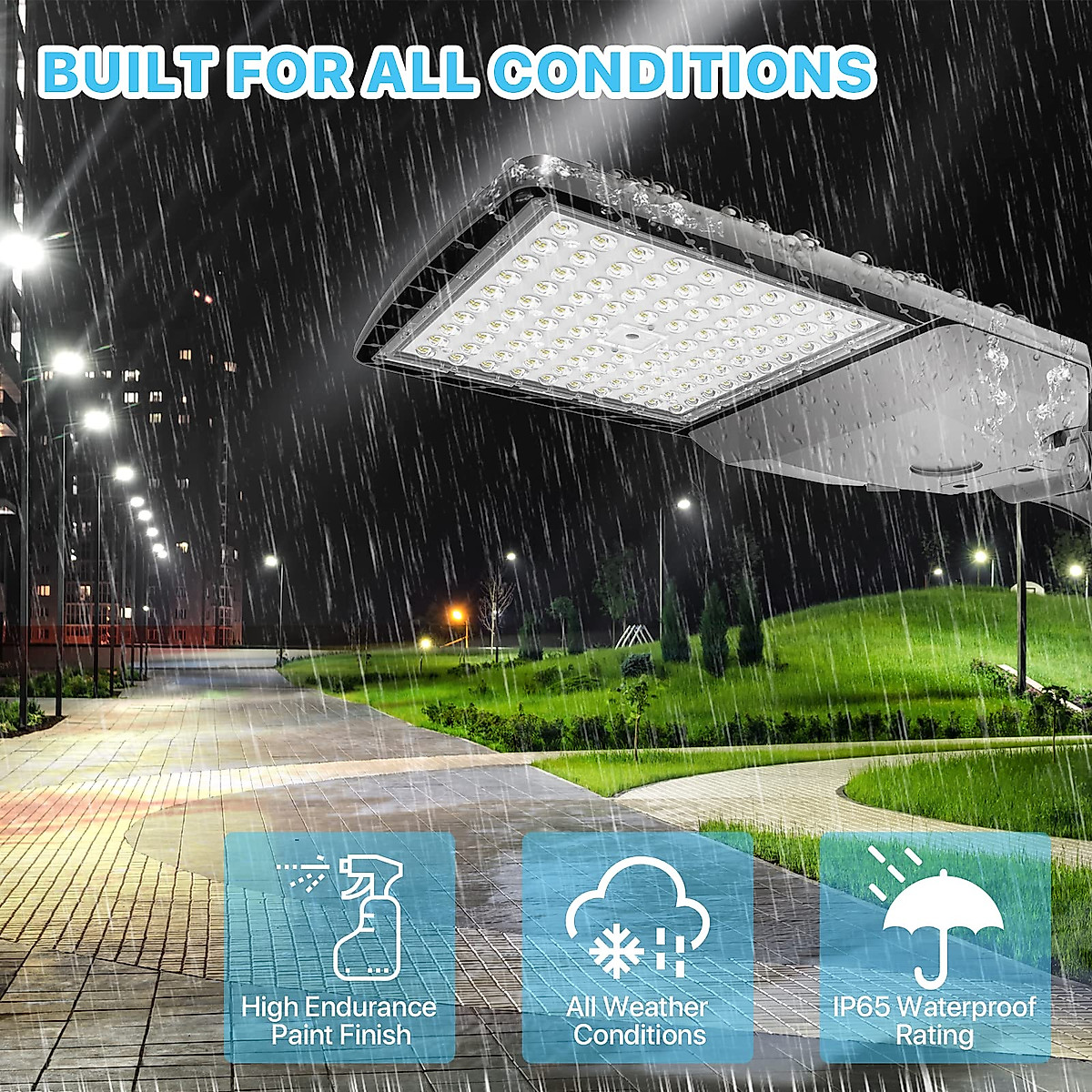 HYPERLITE LED Parking Lot Light, 200W 30000Lm LED shoebox Light with Dusk to Dawn photocell, IP65 Waterproof Commercial Area Lights with Adjustable Slip Fitter Mounting for Parking lot, Yard, Courts